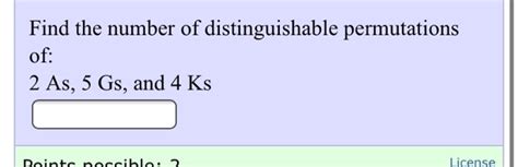 solved find the number of distinguishable permutations of 2