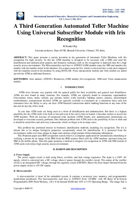 Pdf A Third Generation Automated Teller Machine Using Universal