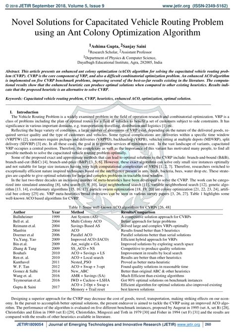 Pdf Novel Solutions For Capacitated Vehicle Routing Problem Using An