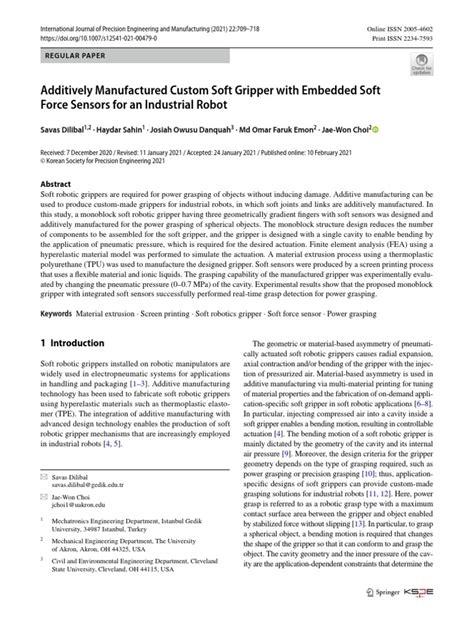 Additively Manufactured Custom Soft Gripper Pdf Robotics Finite