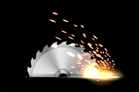 나무에 대 한 원형 톱 블레이드 창조적 인 벡터 일러스트 레이 션 금속 용접 금속 화재 불꽃 투명 한 배경에 고립 아트 디자인 서식 파일입니다 추상적인 개념 그래픽 용접