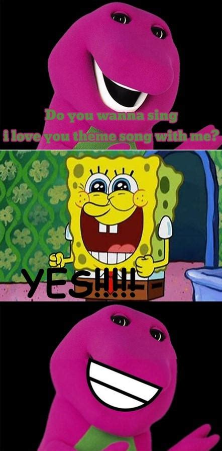 Spongebob Says Yes To Barney By Brandontu1998 On Deviantart