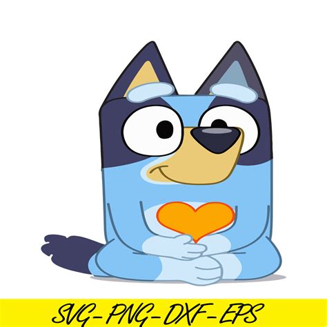 Bandit With Orange Heart SVG PDF PNG Bluey Character SVG Blu Inspire Uplift