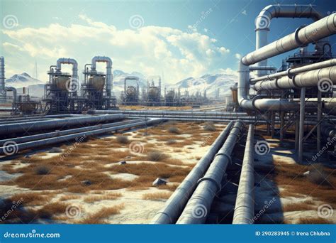 Large Oil Pipeline And Gas Pipeline In The Process Of Oil Refining And The Movement Of Oil And