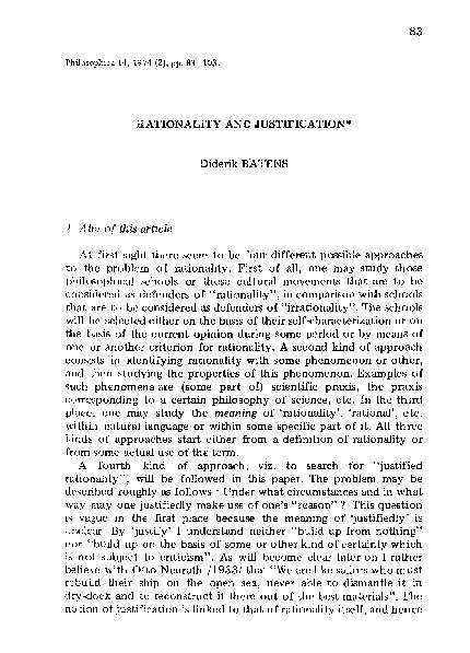 Pdf Rationality And Justification