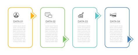 4 Data Infographics Square Tab Thin Line Index Template Data Label