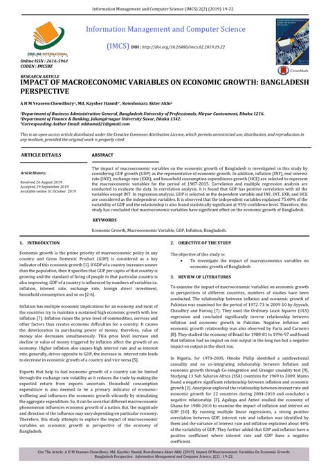 Pdf Impact Of Macroeconomic Variables On Economic Growth Bangladesh Perspective