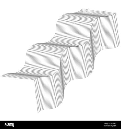Curved Wave Lines Abstract Vector Shape Flowing Black Pattern Dynamic Stripe Design Stock