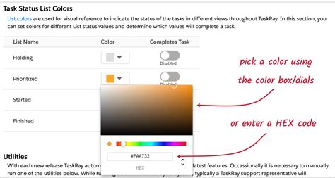 Modify Status Lists And Colors Taskray