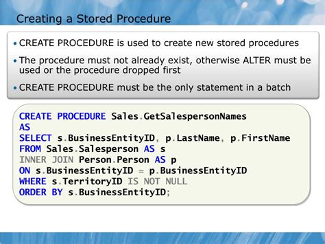 PPT Module Designing And Implementing Stored Procedures PowerPoint Presentation ID