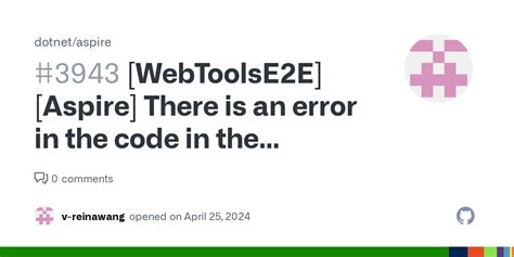 Webtoolse2e Aspire There Is An Error In The Code In The Readme File