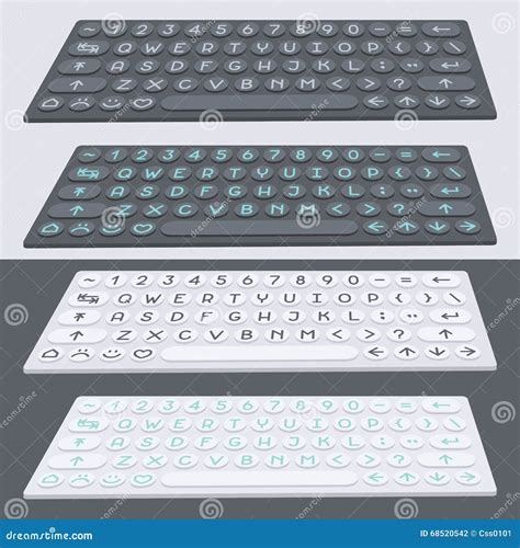 Keyboard Alphabet Digits And Punctuation Marks Cartoon Vector