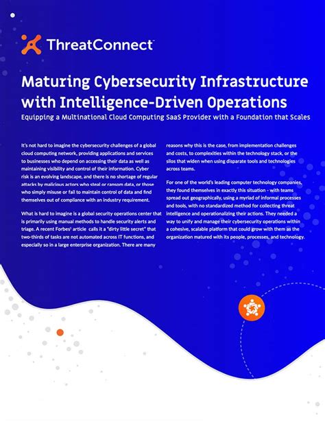 A Threatconnect Customer Success Story Maturing Cybersecurity