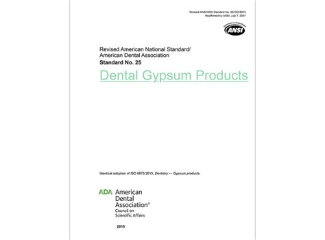 Ansiada Standard No 25 Dental Gypsum Products E Book American Ansiada Standard No 25 Dental Gypsum Products E Book American