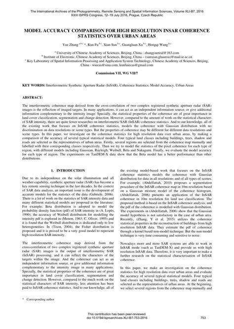 Pdf Model Accuracy Comparison For High Resolution Insar Coherence Statistics Over Urban Areas