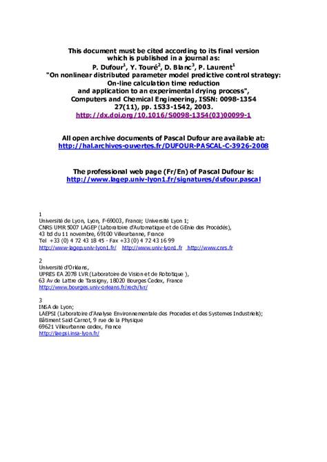 Pdf On Nonlinear Distributed Parameter Model Predictive Control