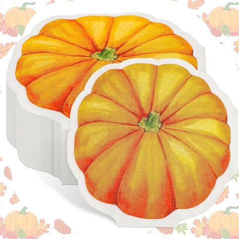 Cholemy 100 Pieces Pumpkin Paper Napkins Bulk Fall Cocktail