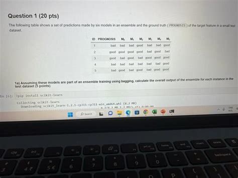Solved Question 1 20 Pts The Following Table Shows A Set