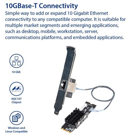 10 Gigabit M 2 M Key Ethernet Network Expansion Card