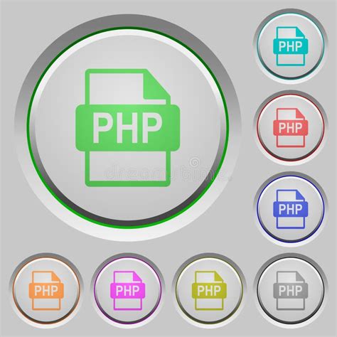 php file format push buttons stock vector illustration of extension