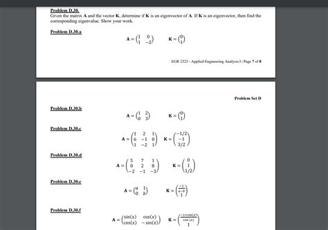 solved problem d 30 given the matrix a and the vector k