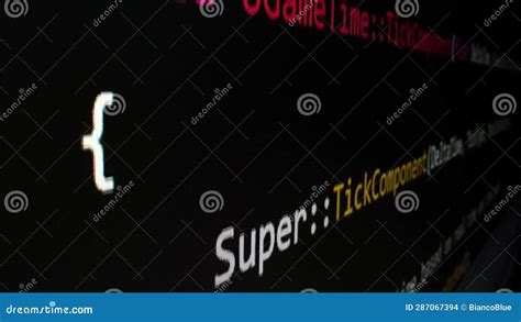 Closeup Macro Shot Movement Of Coding Script Moving Across Led Screen Stock Footage Video Of