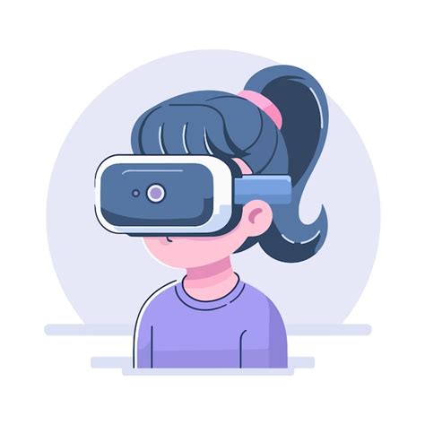Premium Vector Girl Wearing Virtual Reality Headset