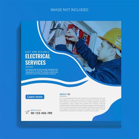현대적이고 창의적인 전기 서비스 소셜 미디어 배너 디자인 템플릿 프리미엄 벡터