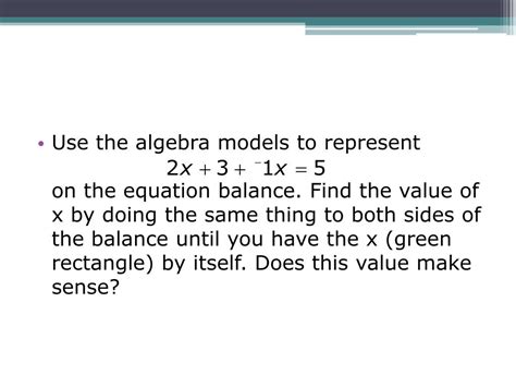 PPT Using Algebra Tiles To Build A Concrete Representation Solving Equations PowerPoint