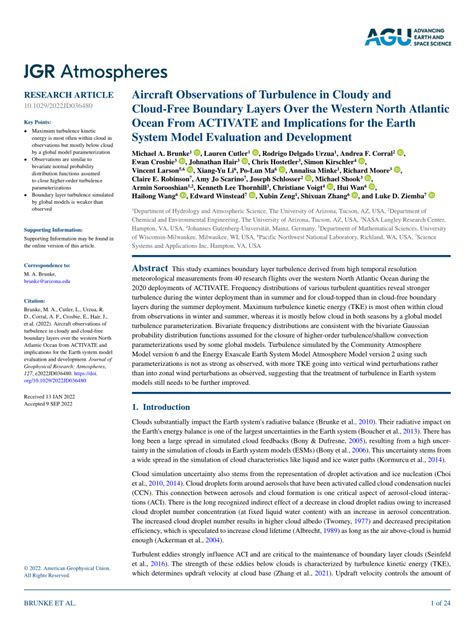 Aircraft Observations Of Turbulence In Cloudy And Cloud‐free Boundary Layers Over The Western