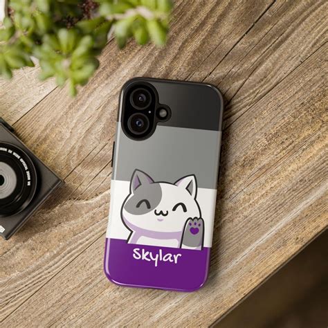 Personalized Asexual Phone Case Custom Name Kawaii Cat Ace Pride Iphone Samsung Galaxy Google
