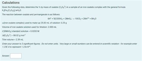 Solved Calculations Given The Following Data Determine The