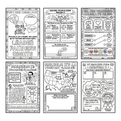 Malcolm X Powerful Biography Facts Coloring For Black History Month