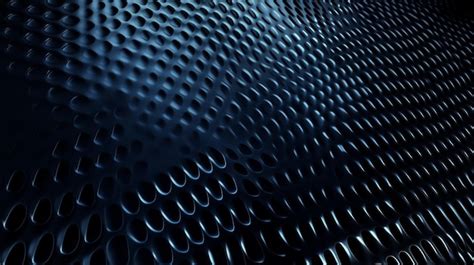 Textured Metallic Surface With Circular Patterns Illuminated In Dark Blue Tones For Artistic