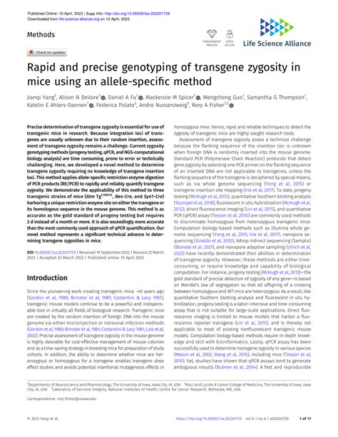 Pdf Rapid And Precise Genotyping Of Transgene Zygosity In Mice Using