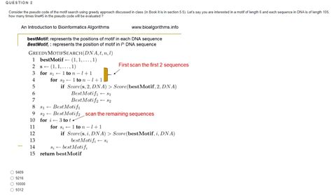 solved question 2 consider the pseudo code of the motif