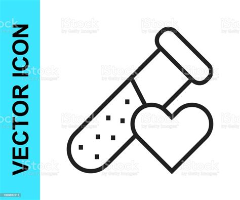 흰색 배경에 고립 된 혈액 아이콘으로 검은 선 테스트 튜브 또는 플라스크 실험실 화학 과학 유리 제품 기호 벡터 건강 검진에 대한 스톡 벡터 아트 및 기타 이미지 Istock