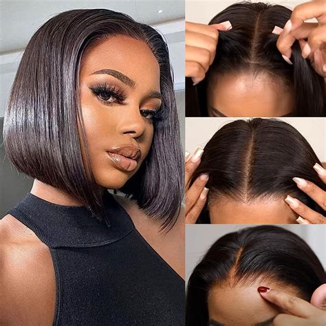 Pre Cut Lace Wear And Go Glueless Wig Human Hair Pre Plucked Short Bob