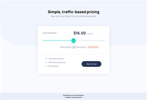 frontend mentor interactive pricing component using tailwind css and