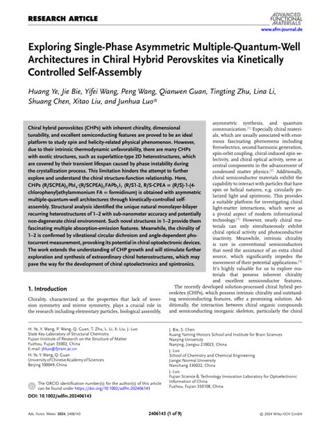 Exploring Single‐phase Asymmetric Multiple‐quantum‐well Architectures In Chiral Hybrid