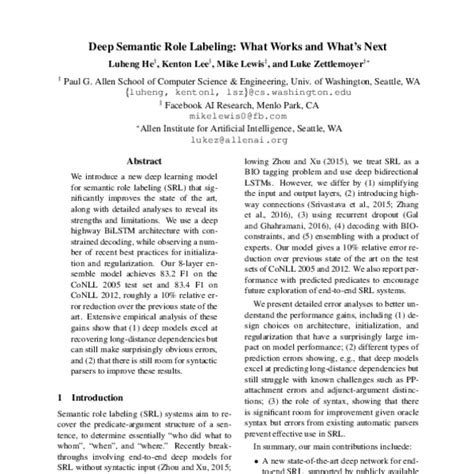 Deep Semantic Role Labeling What Works And Whats Next Acl Anthology