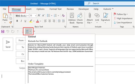 How To Add Quick Parts To Quick Access Toolbar And Use It In Outlook