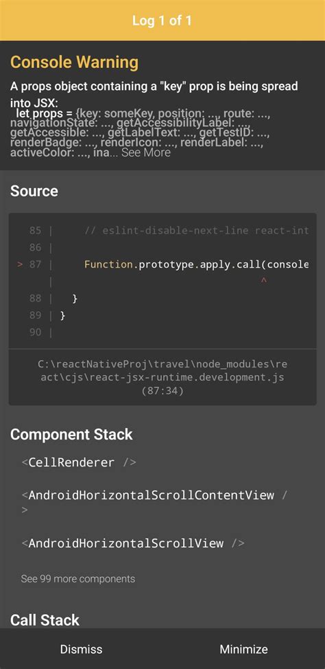 [rn] warning a props object containing a key prop is being spread