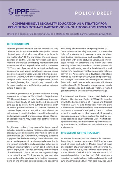 Policy Brief 1 Comprehensive Sexuality Education As A Strategy For