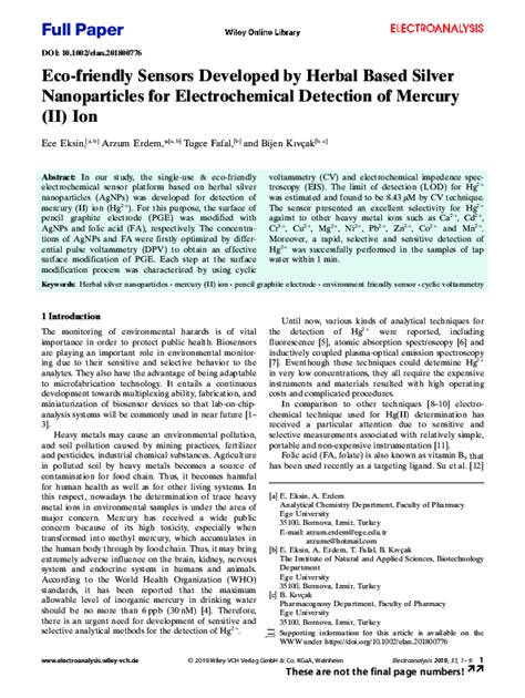 Pdf Eco‐friendly Sensors Developed By Herbal Based Silver