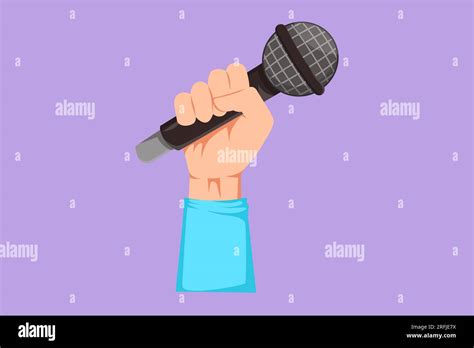 character flat drawing microphone in hand logo icon label symbol