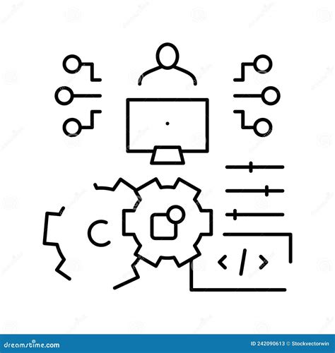 Development Erp Software Line Icon Vector Illustration Stock Vector Illustration Of Sign