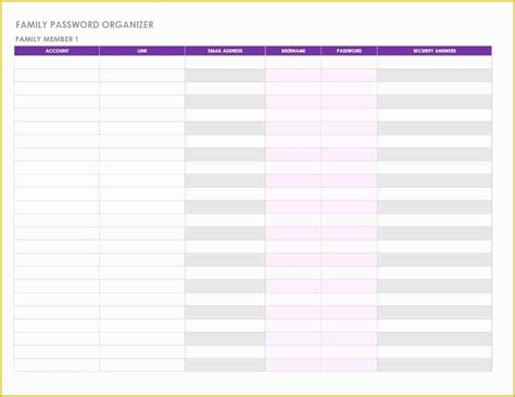 free password template of 5 password list templates formats examples in