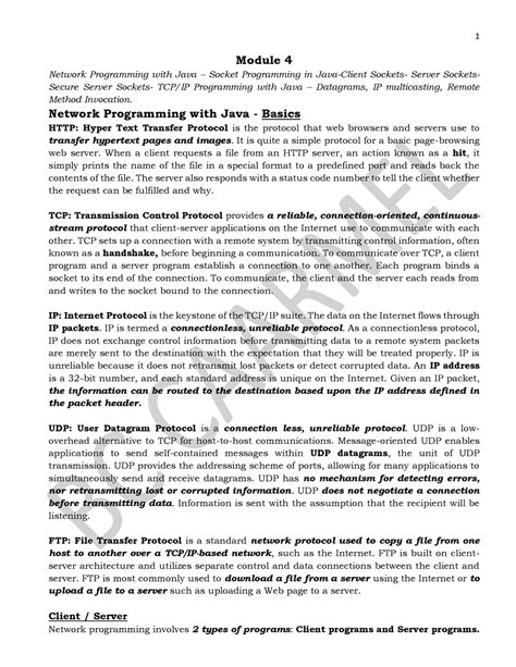 MOD Network Programing With Java Socket Programming In Java Module Network