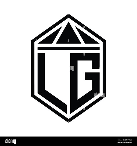 Lg Letter Logo Monogram Simple Hexagon Shield Shape With Triangle Crown Isolated Style Design